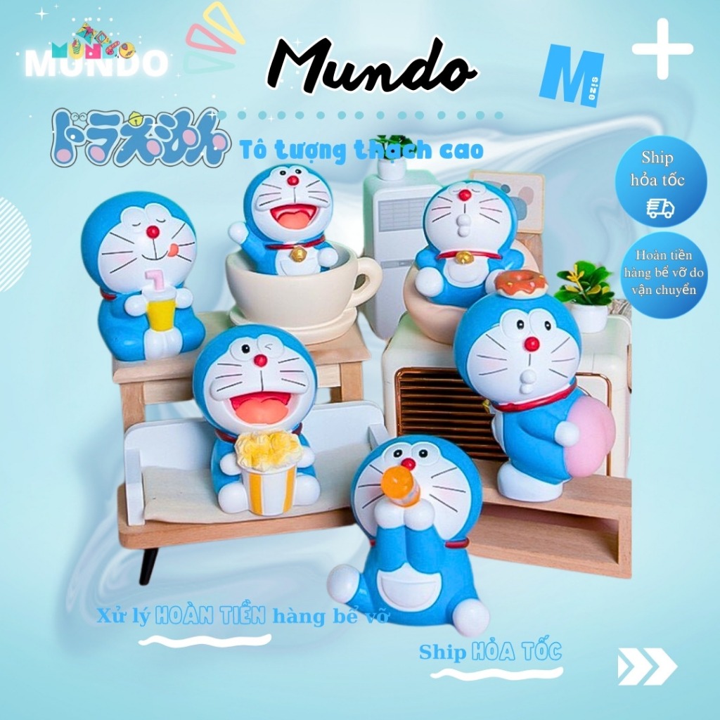 Combo Statue of 6 Doraemon Statues Size M, Cartoon MUNDO Plaster Statue ...