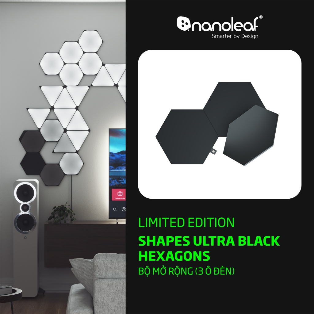 [LIMITED] Nanoleaf Shapes Ultra Black Hexagonal Smart Assembly RGB LED ...