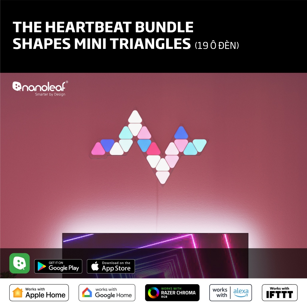 Nanoleaf The Heartbeat Bundle Mini Triangle - 19-Cell Start Set ...