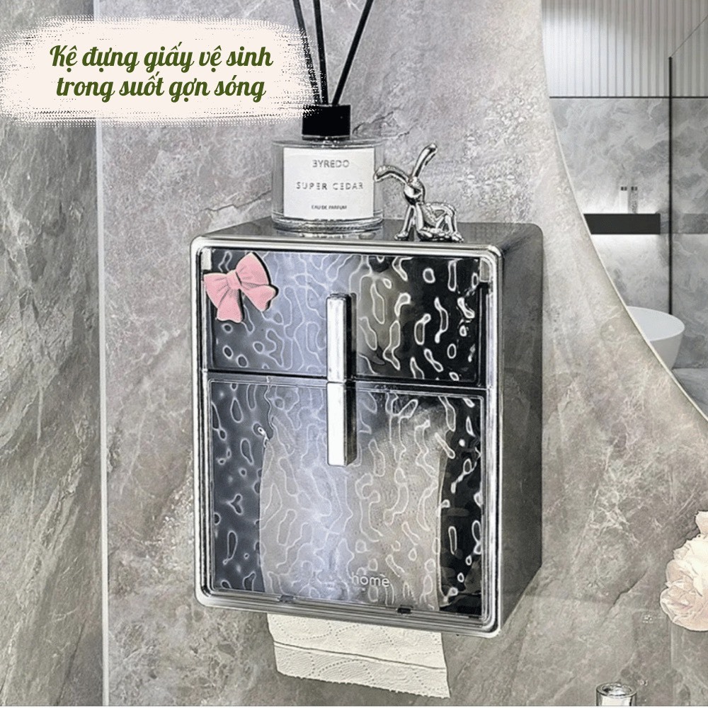 Wavy Transparent Toilet Paper Holder – Holds Square and Rolled Paper ...