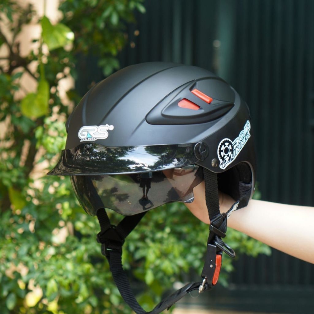GRS A966 half-head helmet with hidden glass and removable lining, large ...