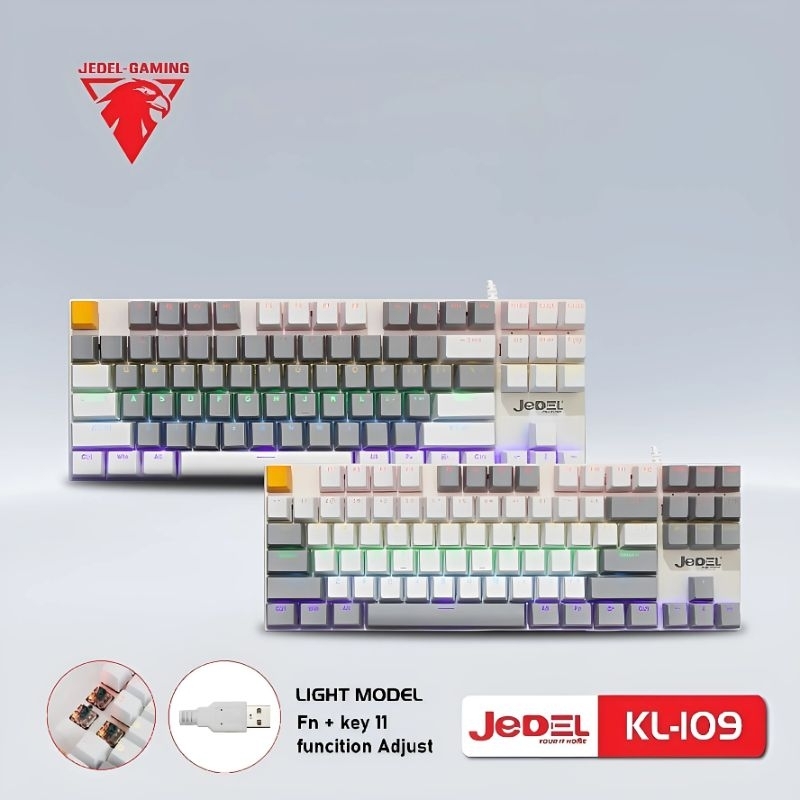 Jedel KL-109 Blue Switch Mini Rice Keyboard (White Gray) | Shopee Malaysia