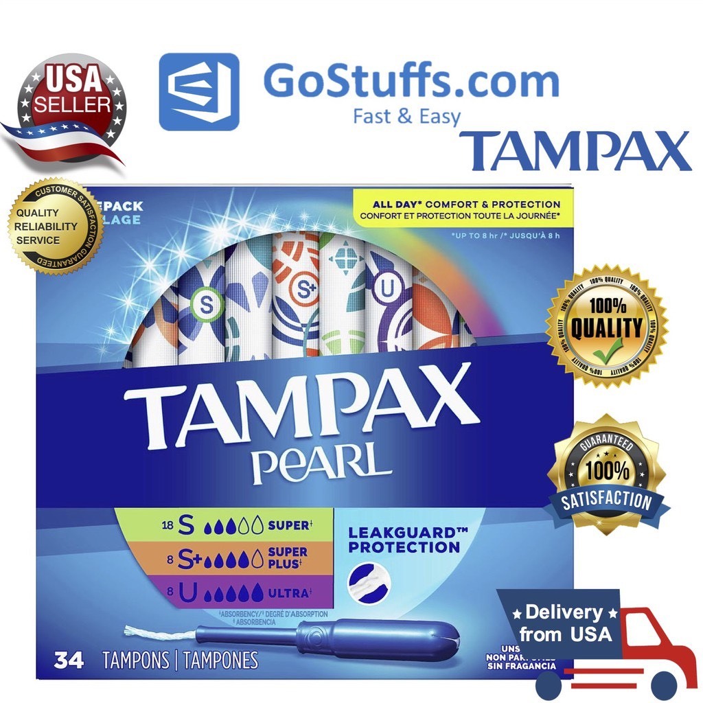Tampon Tampax Pearl Super absorbent and spill-proof tube-shaped ...