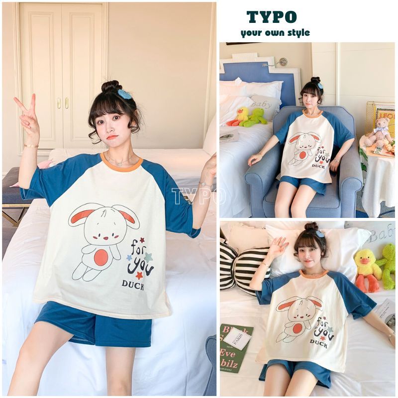TYPO Cotton Set of cute Cartoon clothes Set Wearing Beach Group - Large ...