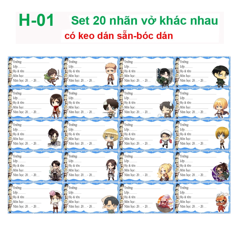 Attack on Titan anime notebook labels - Attack on Titan anime stickers ...