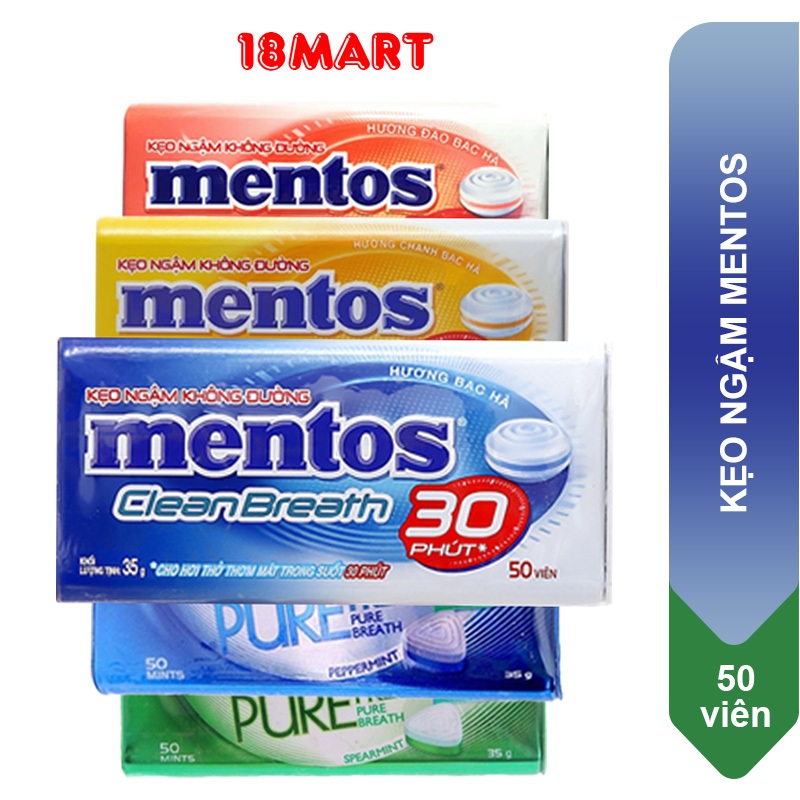 Mentos sugar-free lozenges, jar of 50 tablets, 35g box (lemon, peach ...