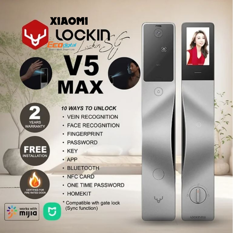 Lockin V5 MAX Smart Door Lock Opens by Face, Opens by Veins, Integrated ...