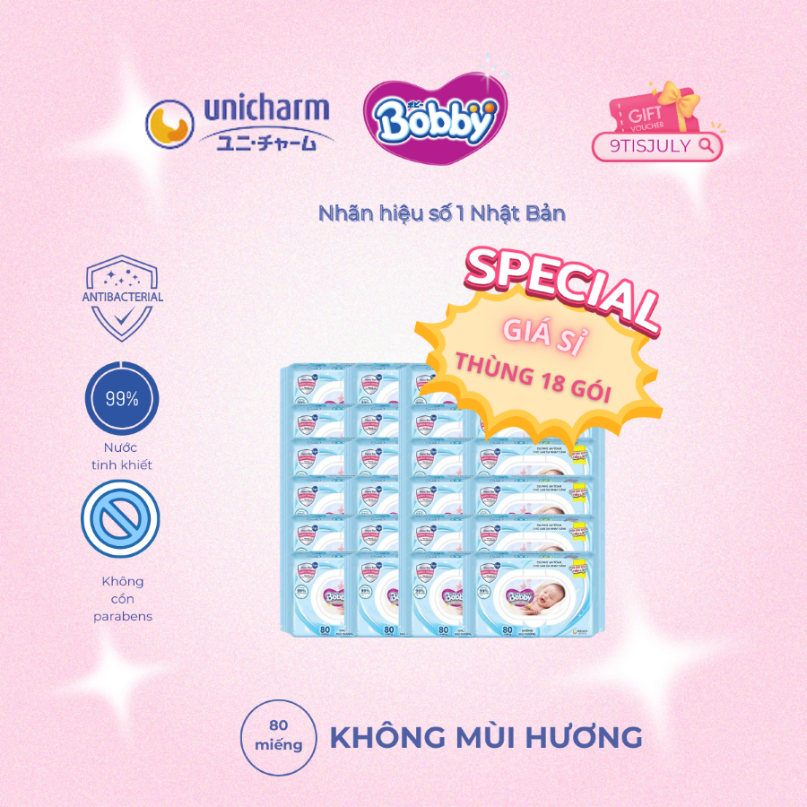 Bobby wet wipes 80 sheets with plastic lid, safe for babies, anti ...