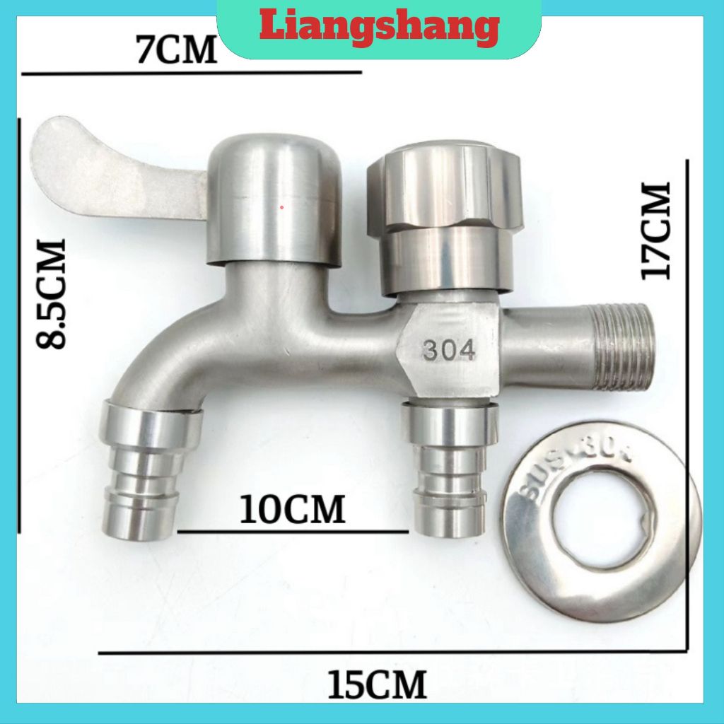2 Output Stainless Steel Faucet 304 - 2-Head Water Tap For Washing ...