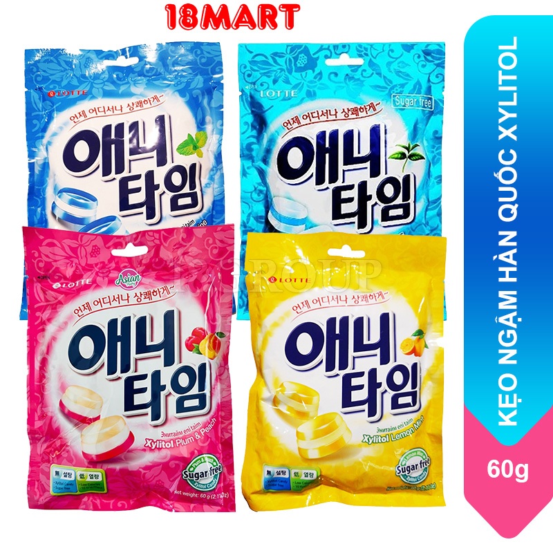 Lotte Anytime Candy Korean Xylitol Mint Sugar-Free Mint Flavor (60g ...