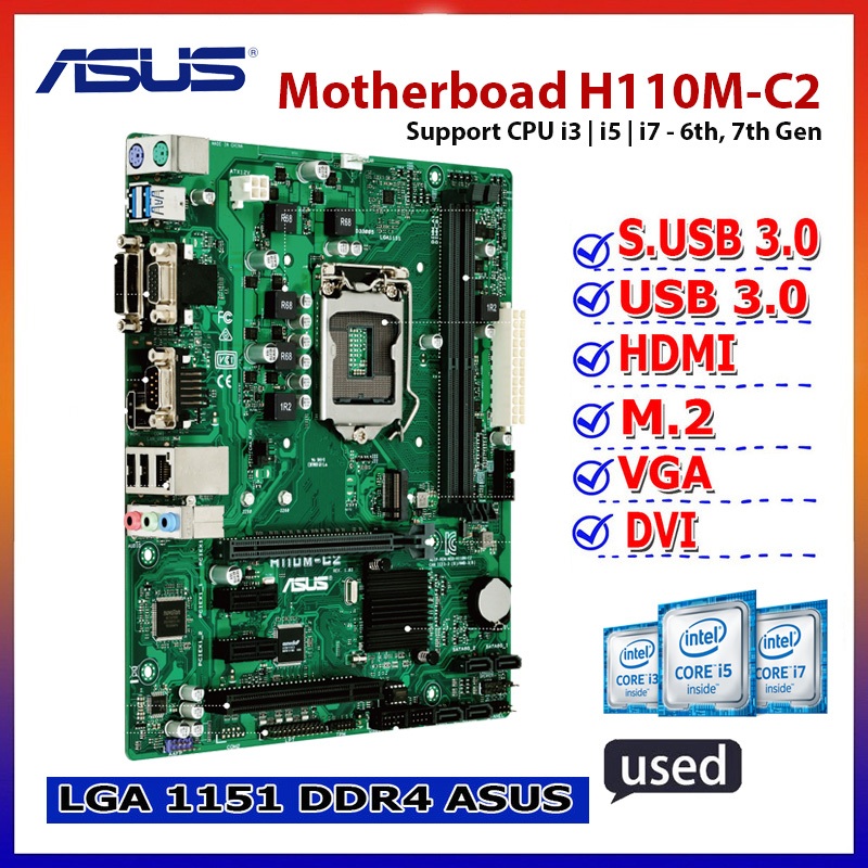 Mainboard - Asus H110M-C2 Computer Motherboard Beautiful as new, Socket ...