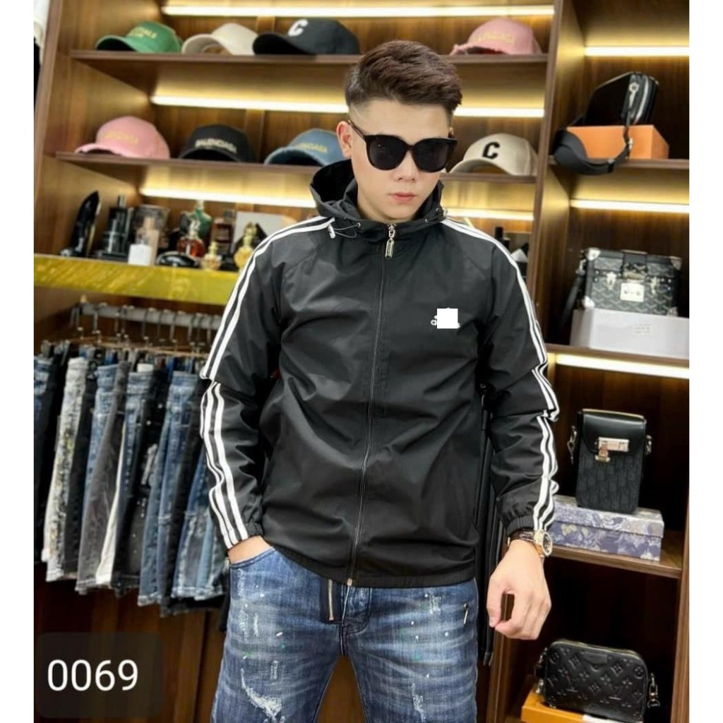 Ads men's windJacket with thick 2-layer 3-stripe border, wind lining on ...