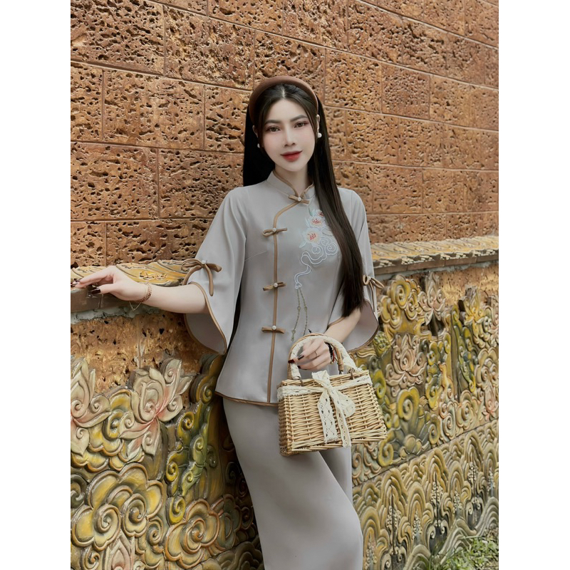 Ancient Chinese lotus embroidered pajamas set to go to the temple, pure ...