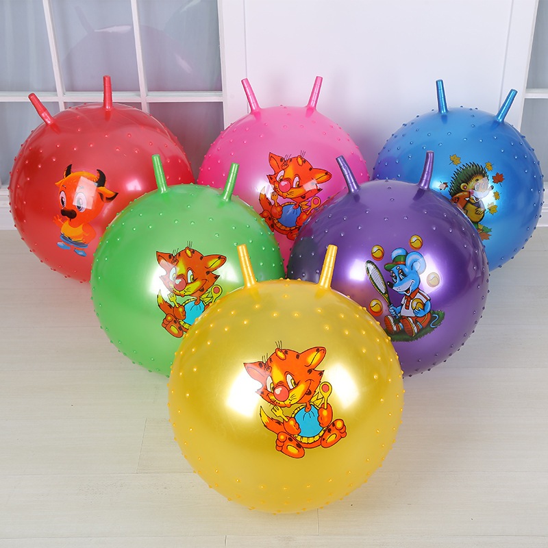 Jumping ball toy with handle for children to practice movement ...
