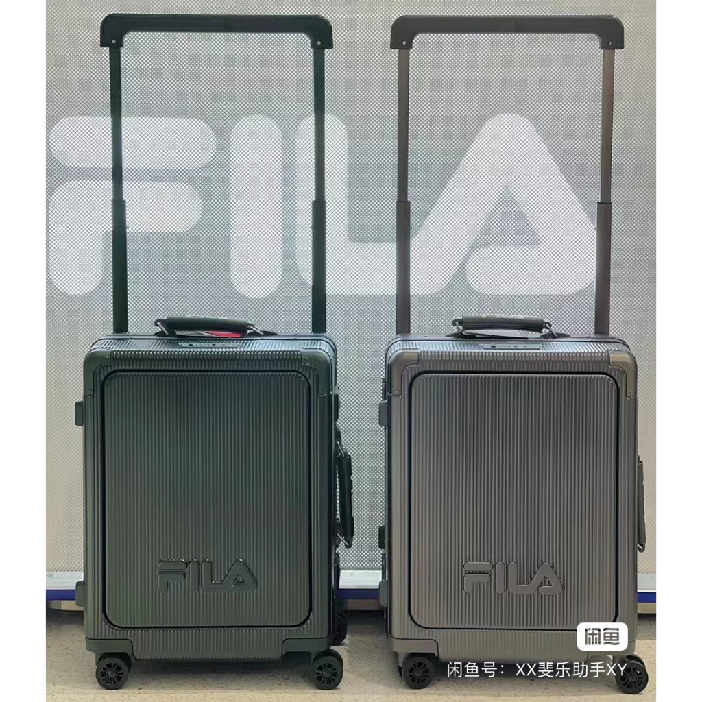 Fila Suitcase Size 22 with Cabin Laptop Compartment, White, Moss Green ...