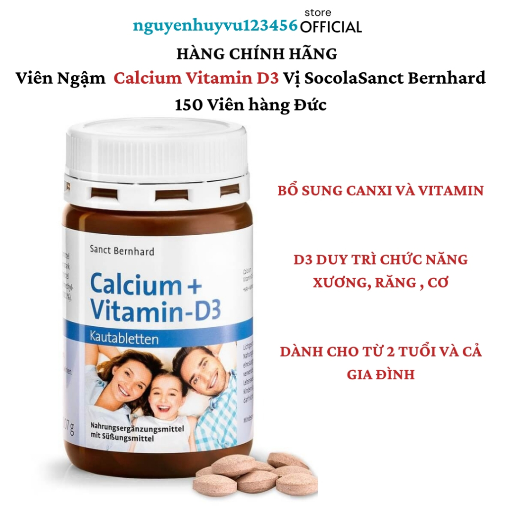 (full bill) Sanct Bernhard Calcium Vitamin D3 lozenges chocolate flavor ...