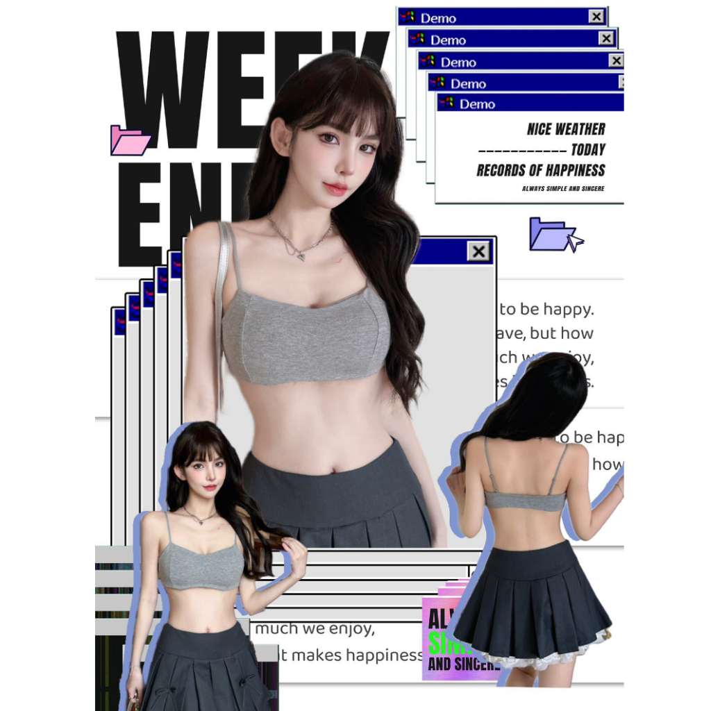 Women's Cotton Sbra Two-Strap Bra with Seamless Foam Pads, Cool and Flattering BS14 | Shopee ...
