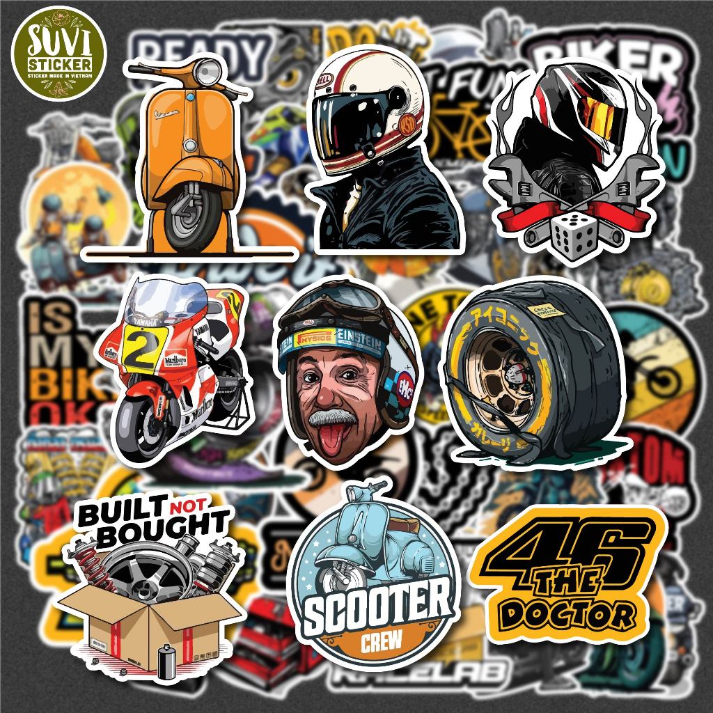 50 Waterproof Moto Stickers stickers for helmets, laptops, phones ...
