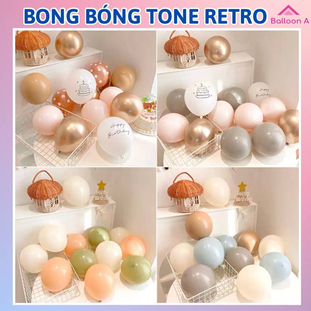 Set of 10 ReTro Color Tone Balloons, Birthday Decoration Balloons ...