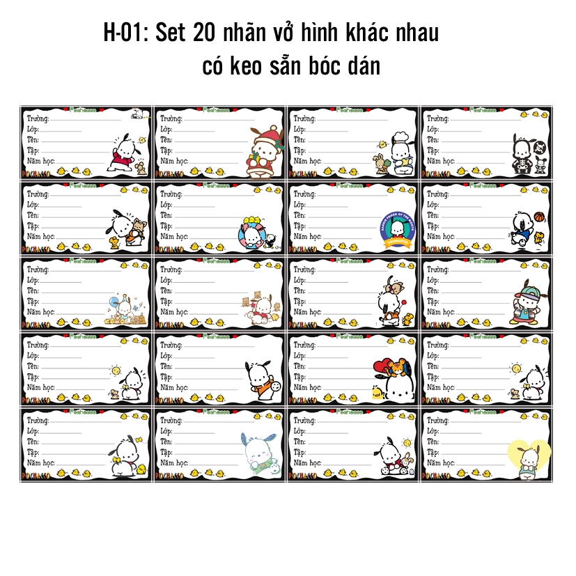 Pochacco notebook labels (1 set of 20 notebook labels) | Shopee Malaysia