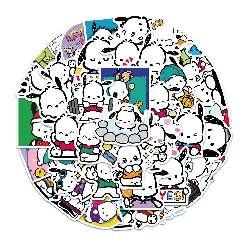 Sticker-shaped Pochacco (combo 10-50 Stickers, Random, Various Types ...