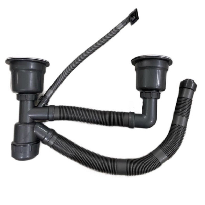 Set Of Fonts, 55mm Drain Hose, 2 High Quality Gray Plastic Sink 110mm ...