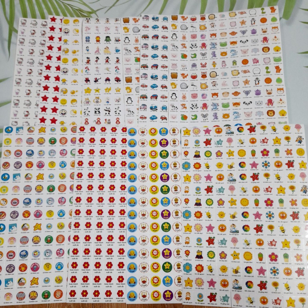 Combo of 10 sheets of Vietnamese compliment stickers (Co Khen, Co Khen ...