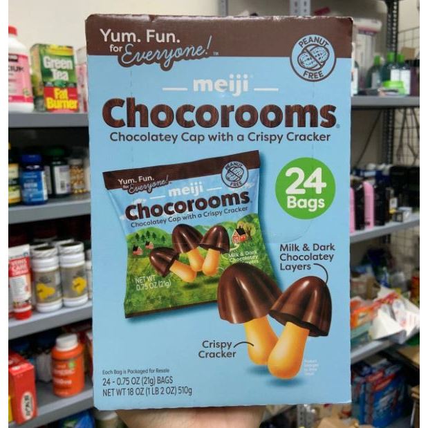 [ Date 05/25 ] American Meiji Chocorooms milk chocolate mushroom cake box 510g (24 packs x 21g ...