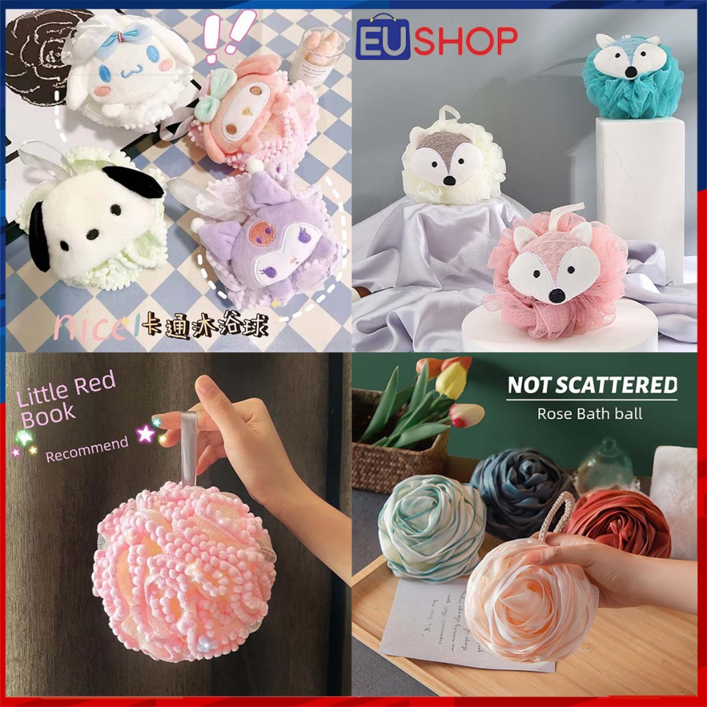 Cute Foam Exfoliating Premium Bath Cotton, Rose, Round Bath, Kuromi ...