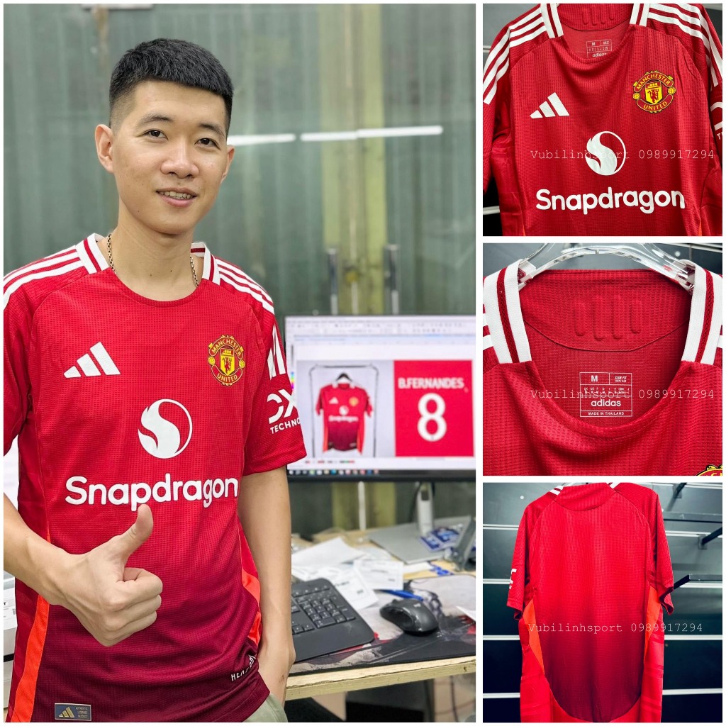 Mu Manchester United 24/25 home red rubber logo player football shirt ...