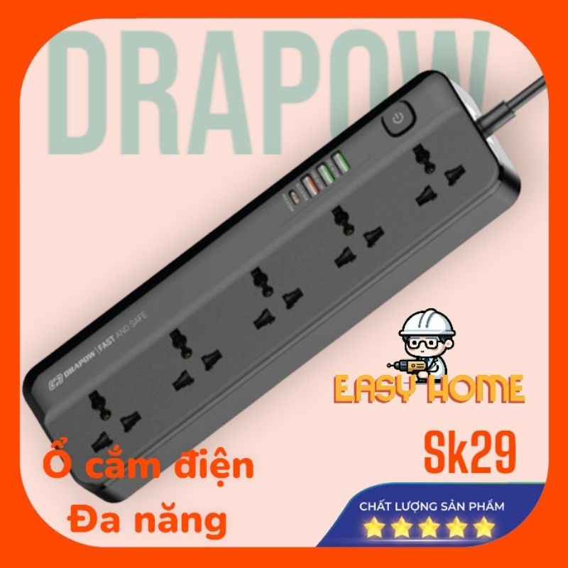 Sk29 multi-purpose power drive Drapow 10 220v power cord + 5 usb A port ...