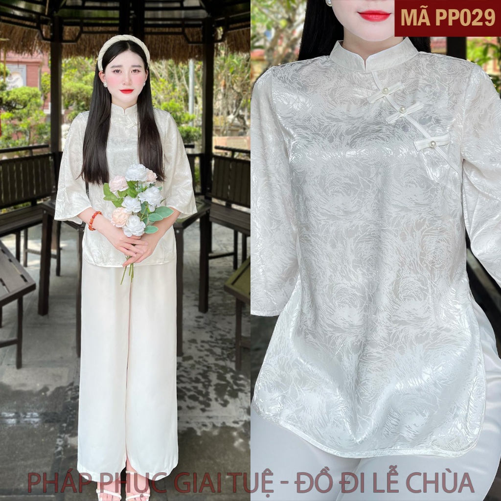 Pagoda Ceremony Dharma for Women Made of Begonia Brocade Silk Shirt and ...
