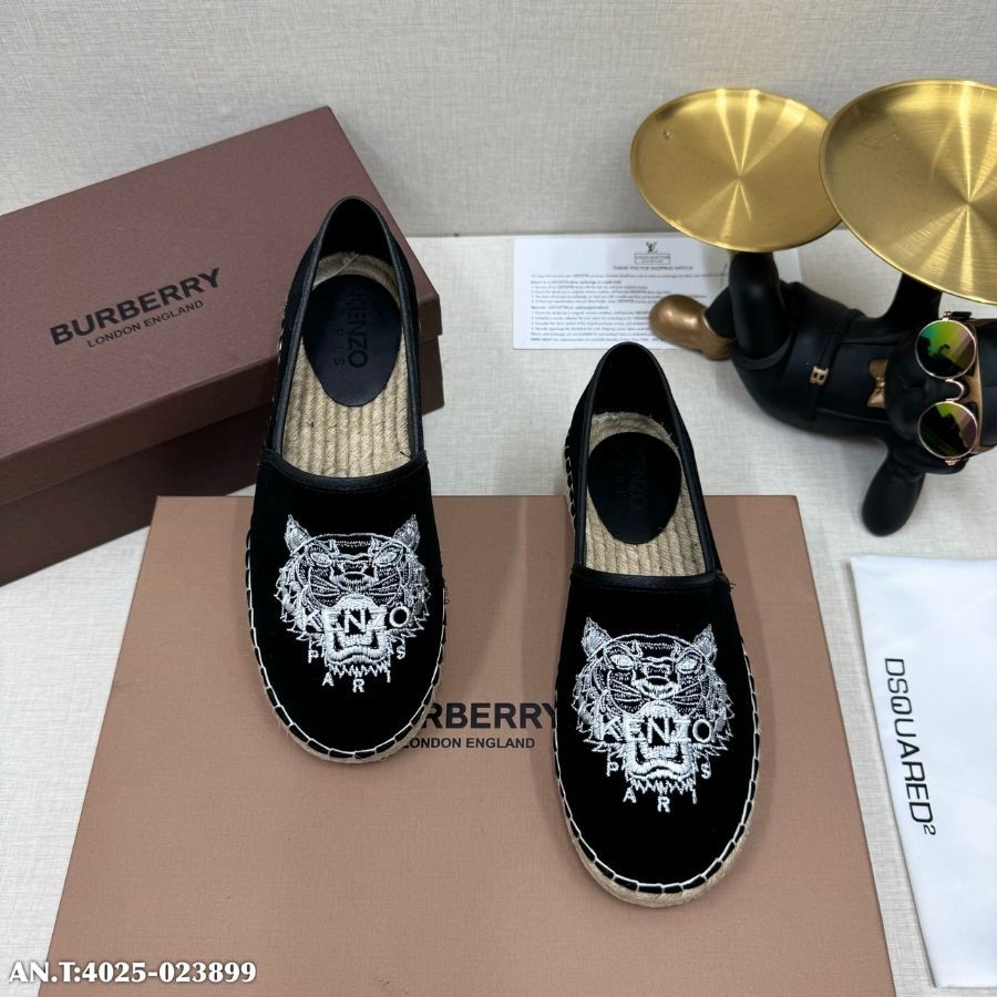 Kenzo Loafers Embroidered Letter Pattern And Leather Edges Stitching ...