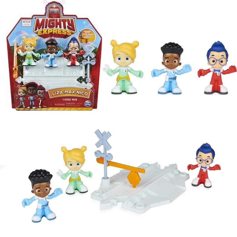 Set Of 3 Liza, Max And Nico With Mighty Express Railing Accessories ...