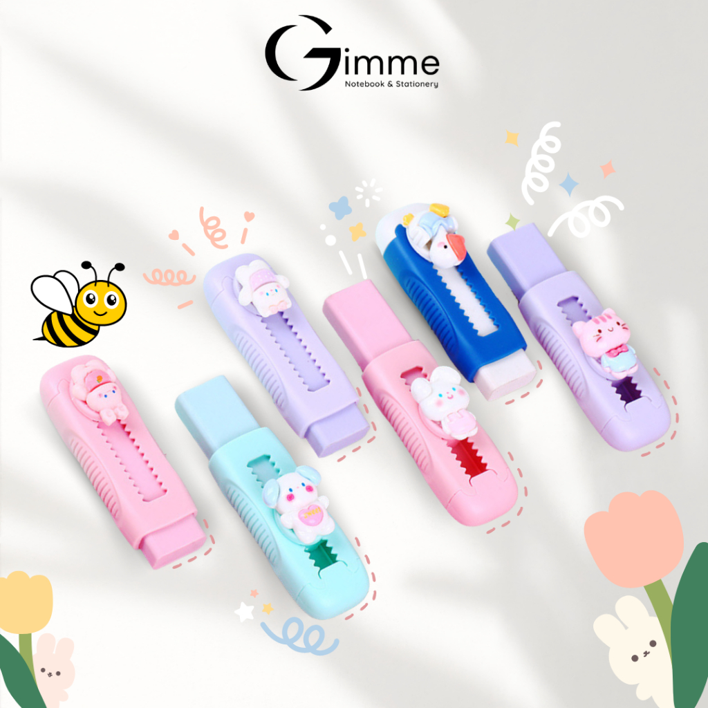 Pencil Eraser with Handy Scissor Design in Cute Pastel Colors for ...