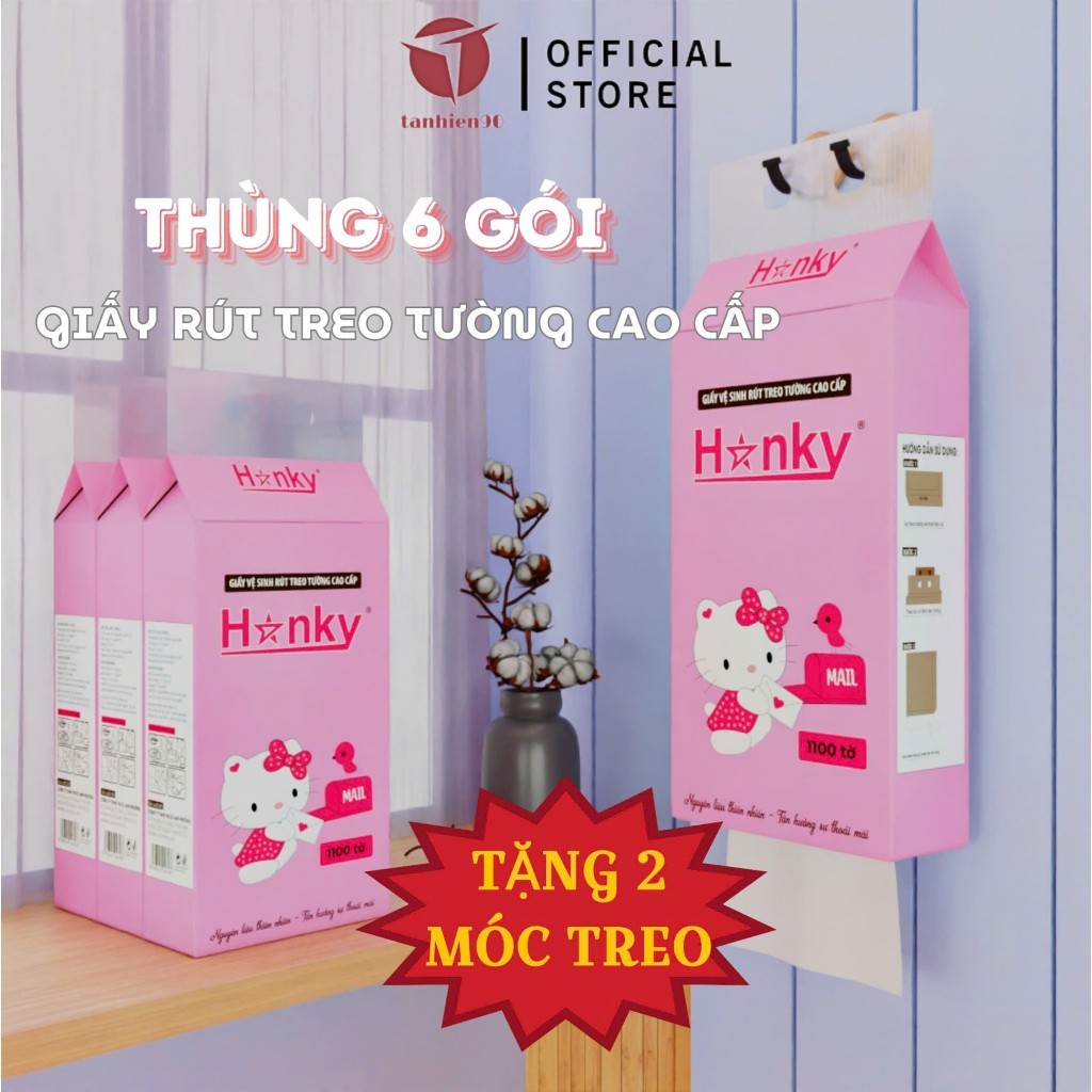 Box of 6 Packs of Hanky Pink Cat Wall-Mounted Tissue Paper, 1100 Sheets ...