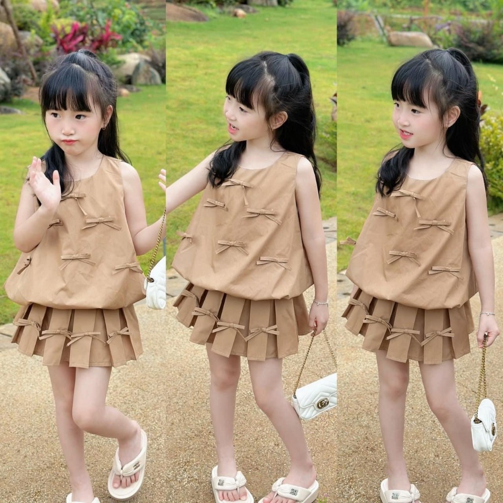 CUTE 2-Strap GIRLS' DRESS SET WITH BOW FOR CHILDREN FROM 1 YEAR TO 7 ...