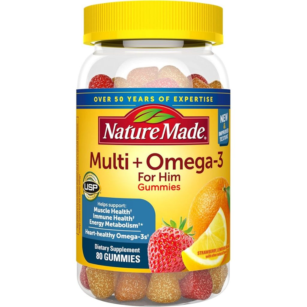 Nature Made Multi + Omega-3 Multivitamin Gummies for Men (80 Tablets ...