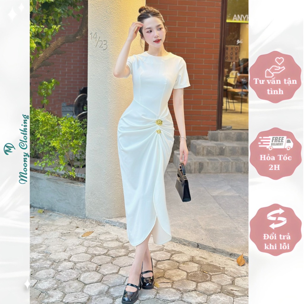 Short Sleeve Round Neck Party Dress With Ruffled Belly Design Hugging ...