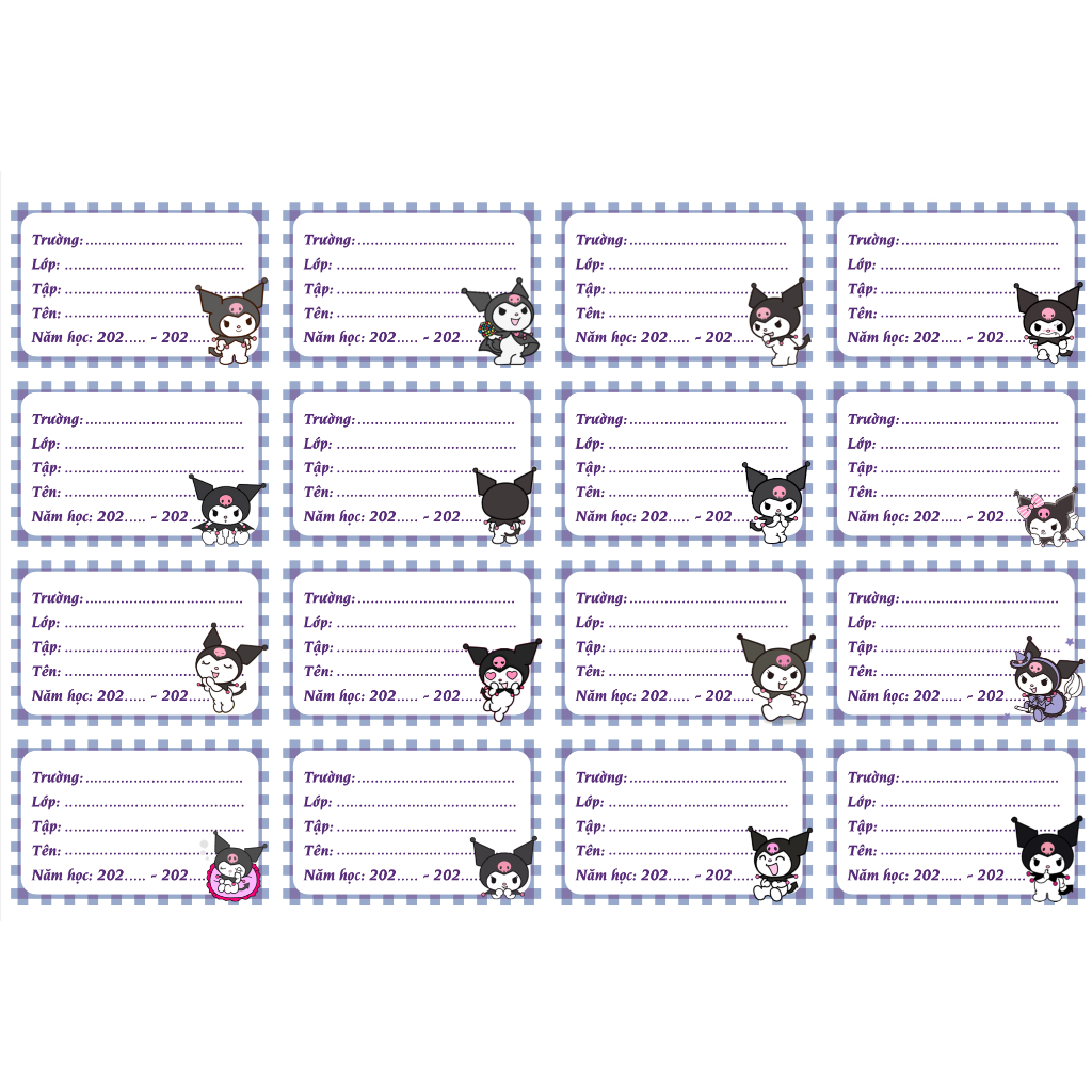 Set OF 16 unique broken labels - KUROMI - CINAMOROLL - STRAWBERRY BEAR ...