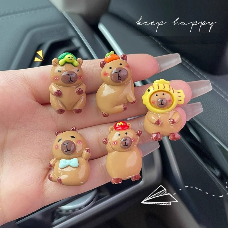 Jojo's cute mini Capybaras model set, decorates motorbikes, car ...