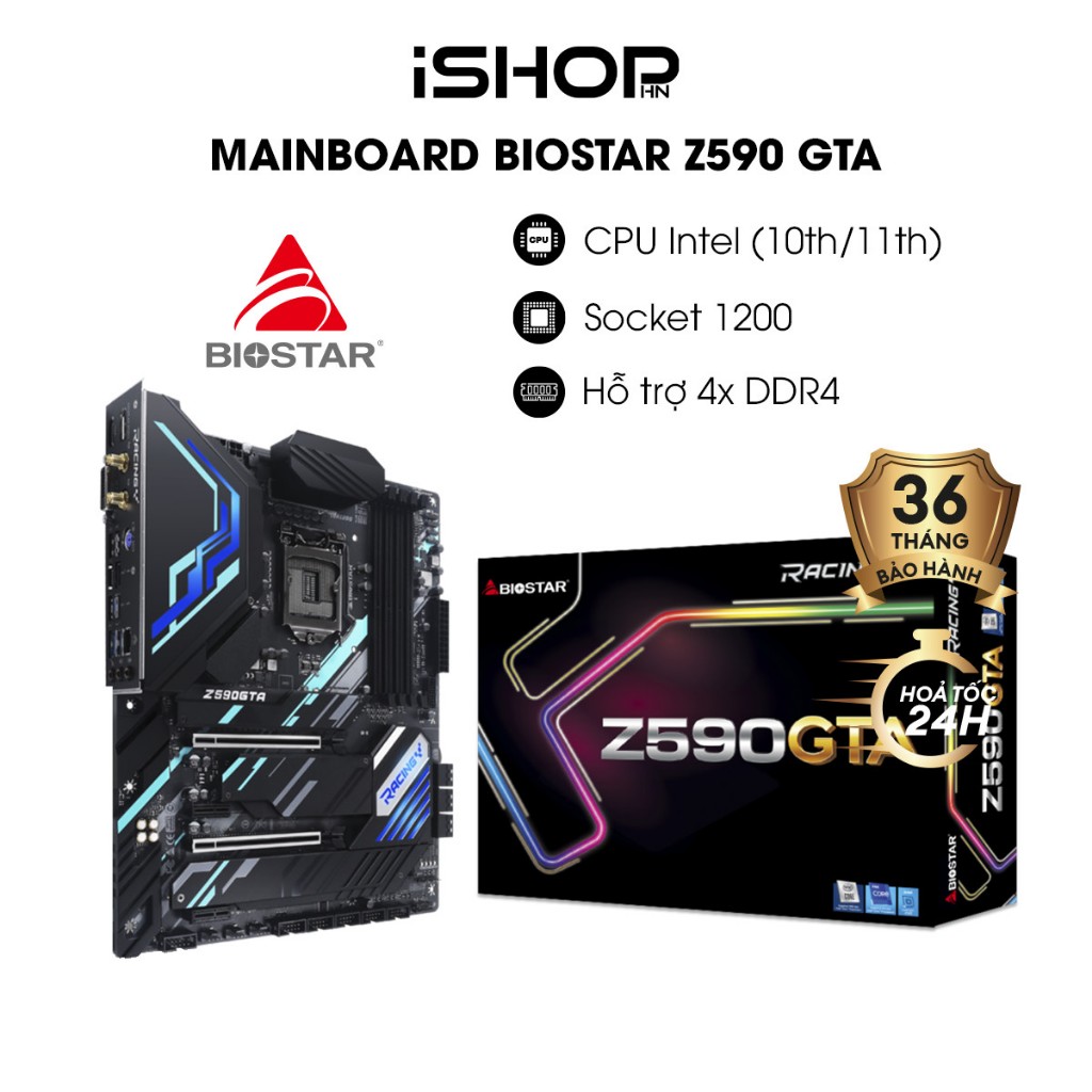 Mainboard Biostar Z590 GTA RACING Intel CPU (10th/11th), Socket 1200 ...