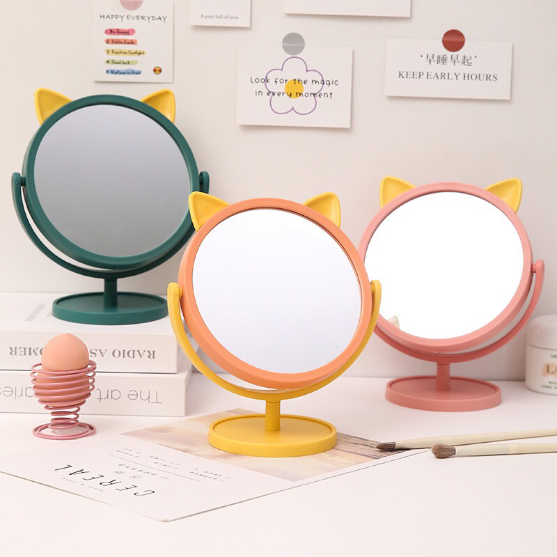 Cat Ear Desk Mirror with Cute Storage Stand | Shopee Malaysia