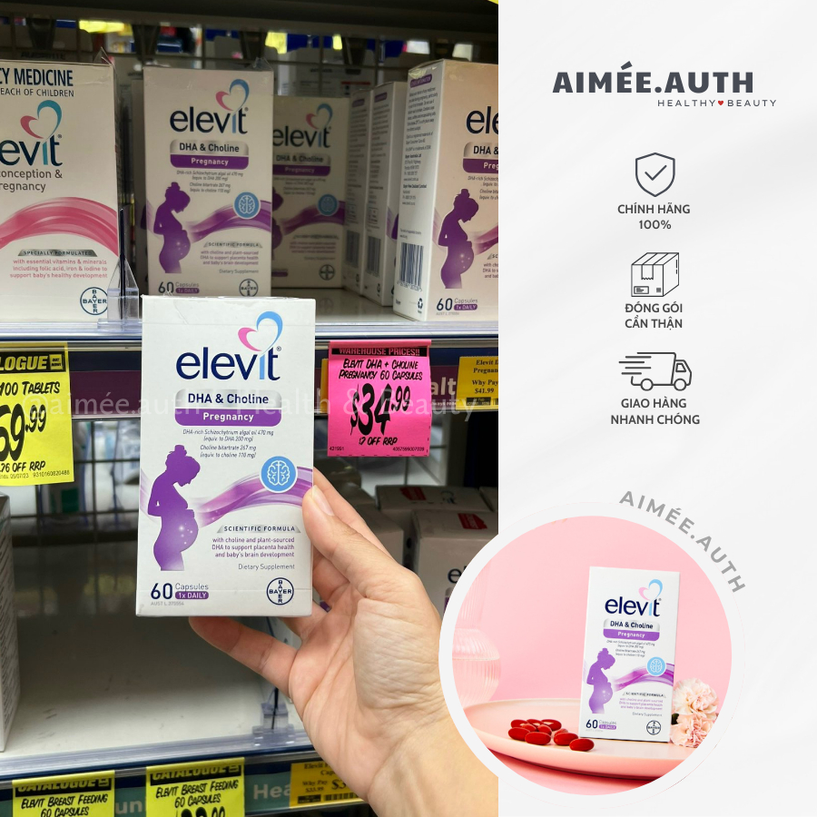 Elevit DHA + Choline Pregnancy supplement pills - Box of 60 pills (FULL ...