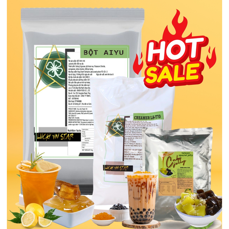[COMBO 3] Aiyu Lemon JELLY Powder, LS-T70 Milk Tea Powder, HunGui CAKE ...
