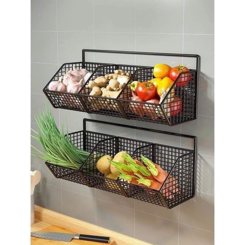 3-compartment iron mesh shelf for spices, onions and garlic | Shopee ...