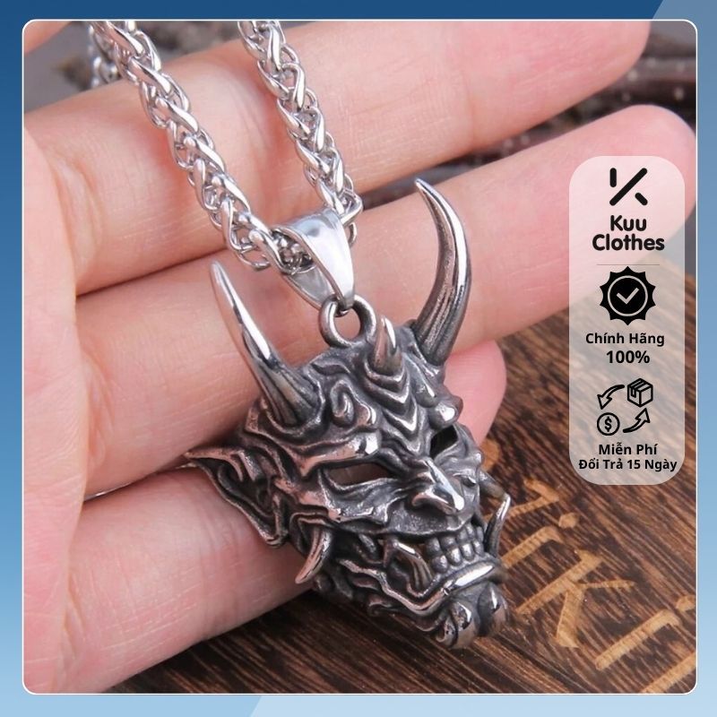Men's Necklace Titanium Samurai Chain Devil Face Necklace for Men and ...