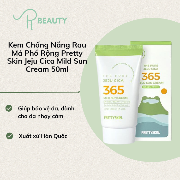 Pretty Skin Broad Spectrum Pennywort Sunscreen SPF 50+ PA++++ Jeju Cica ...