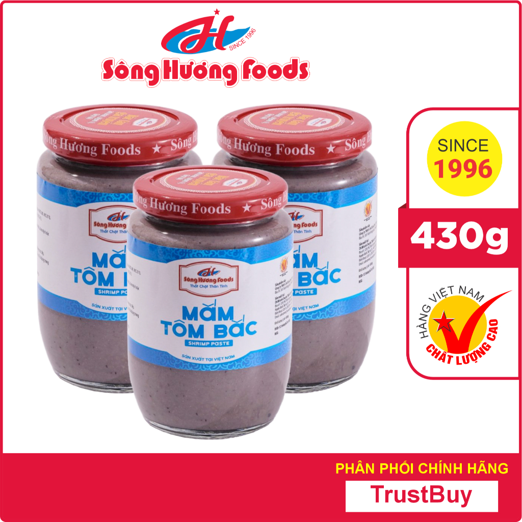 3 Jars of Bac Song Huong Foods Shrimp Paste 430g Jar - Served with bean ...