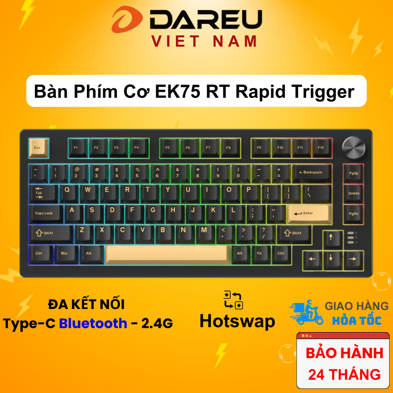 Dareu EK75 RT Rapid Trigger mechanical keyboard (RGB, PBT Double Shot ...
